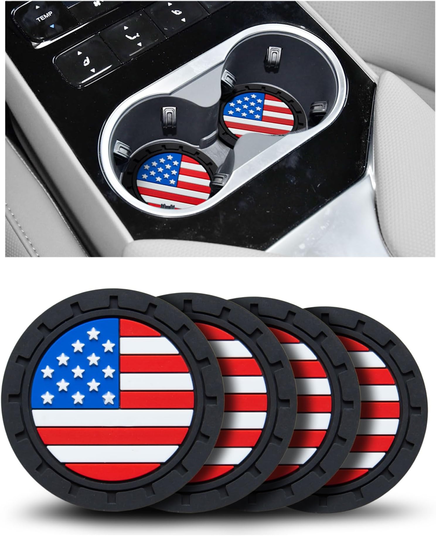 Amazon.com: Car Cup Holder Coasters 4 Pack - American Flag 2.75 Inch ...