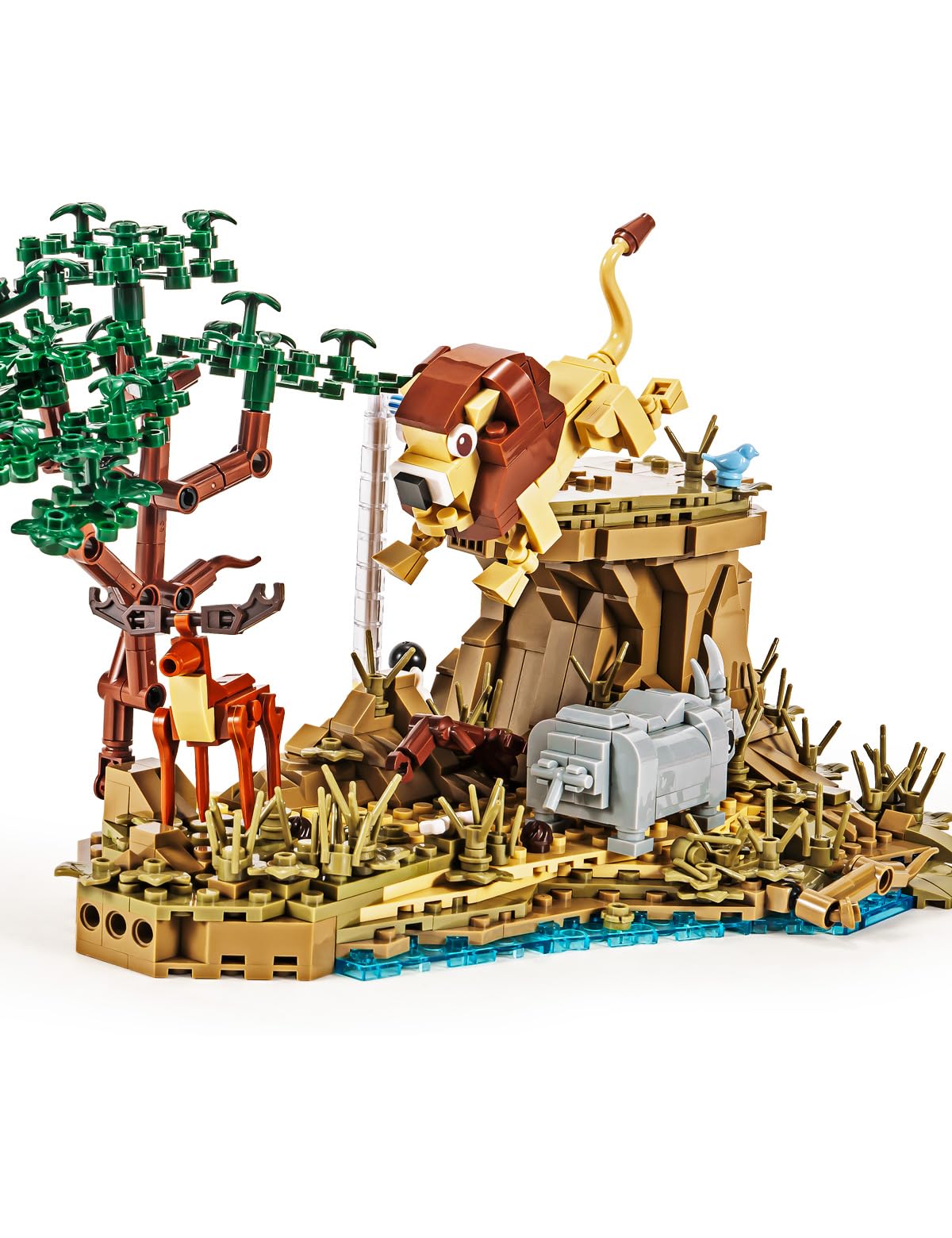 Amazon.com: SEMKY Animal Series Lion Grassland Building Blocks Set ...