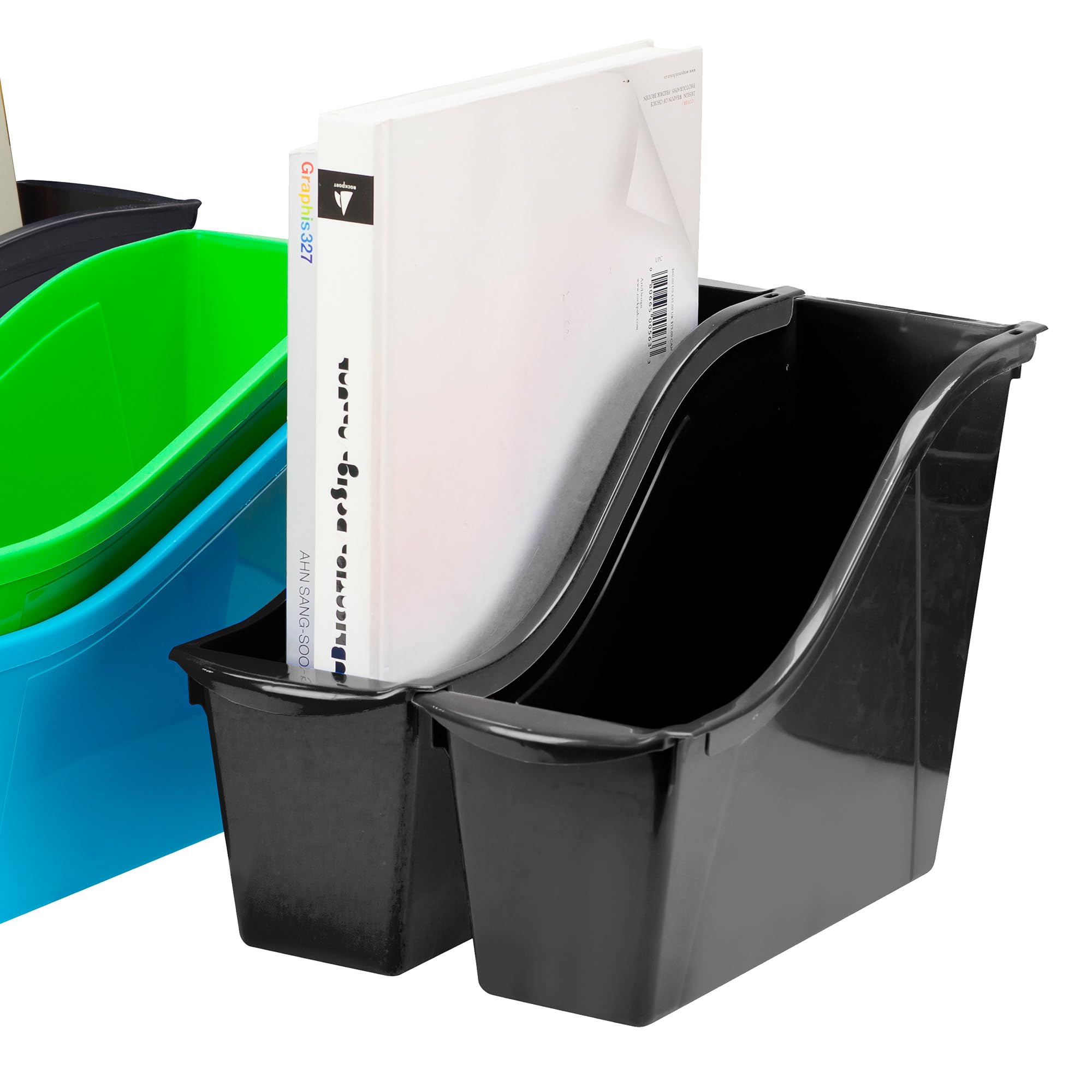 Snapklik.com : Storex Small Book Bin - Interlocking Plastic Organizer ...