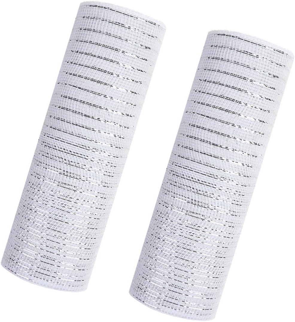 Amazon.com: JStnana 2 Rolls White Mesh Ribbon for Wreath Crafts,10 Inch ...