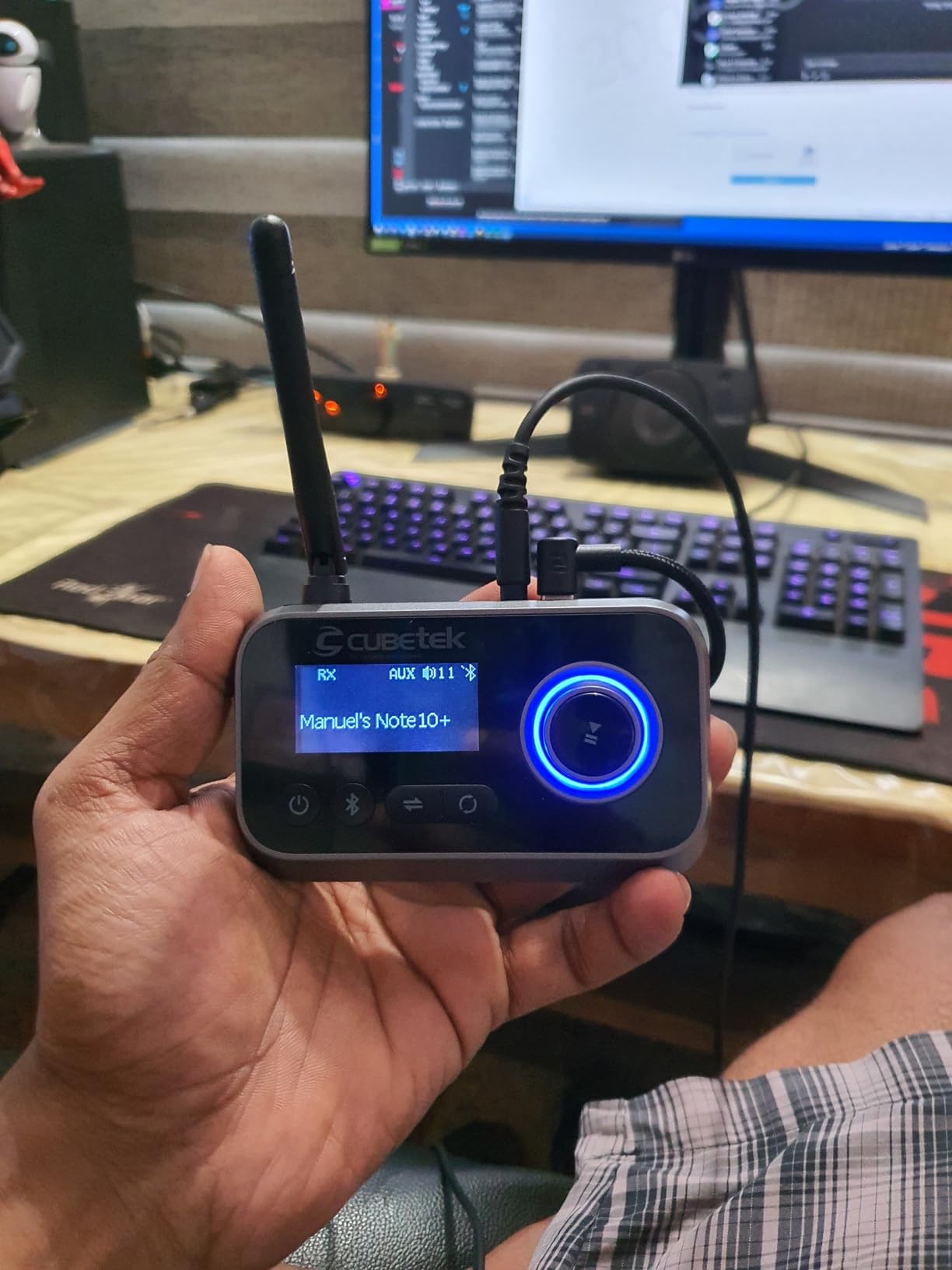 Cubetek 3 in 1 LCD Display V5.0 Bluetooth Transmitter Receiver, Bypass ...