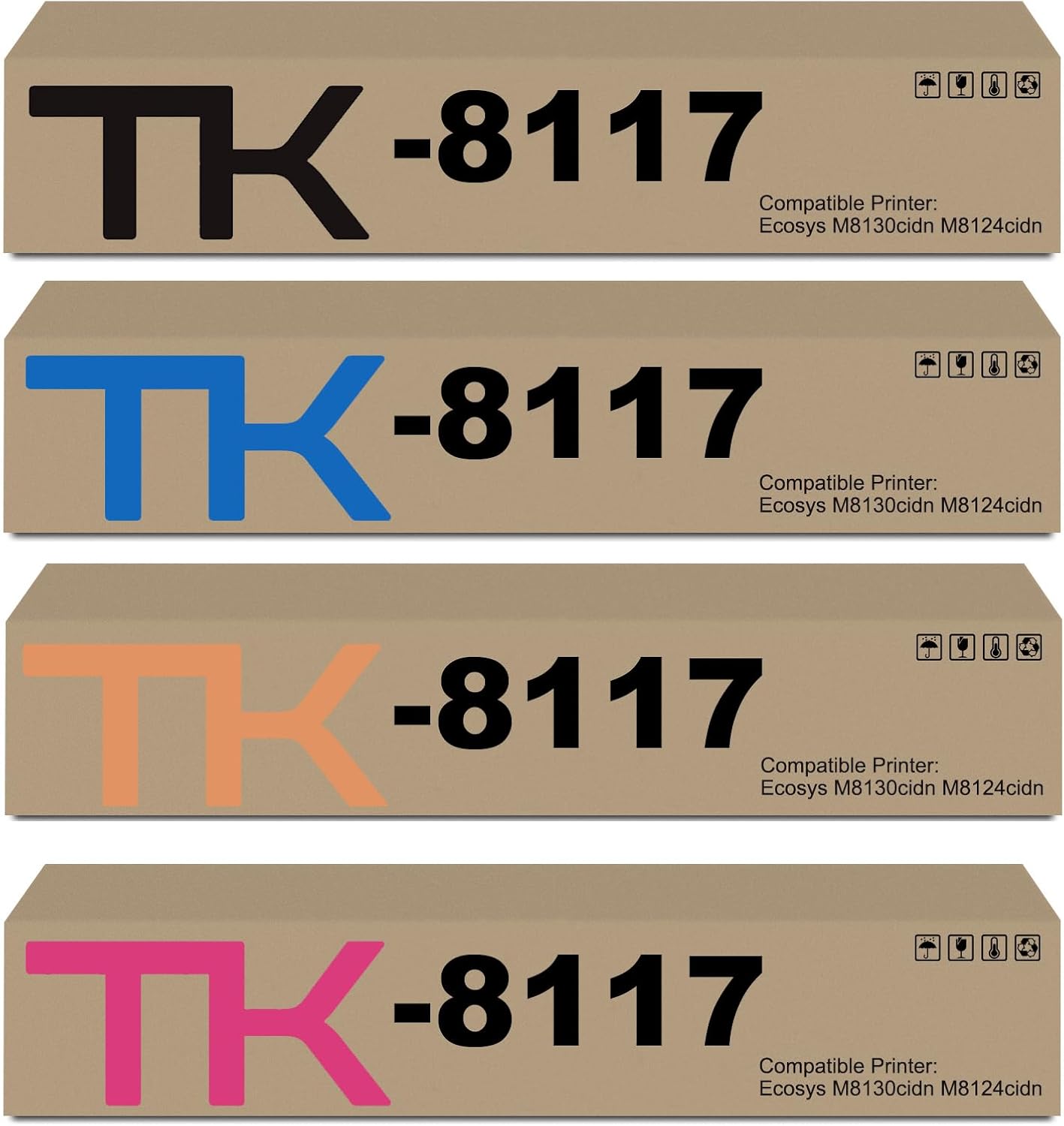Amazon.com: POIUAOOE TK8117 TK-8117 Black Cyan Magenta Yellow Toner ...