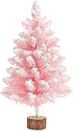 Amazon.com: CIPOWM 2FT Artificial Christmas Tree Pink Tabletop ...