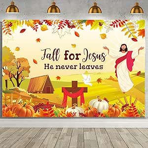 Amazon.com : MEHOFOND 7x5ft Fall for Jesus He Never Leaves Backdrop ...