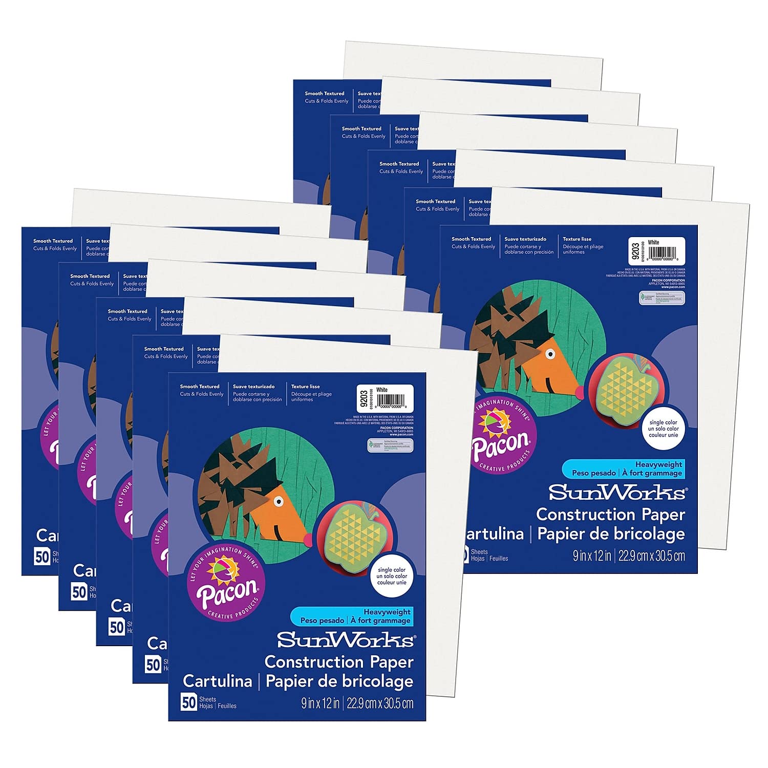 Amazon.com: Pacon SunWorks 9" x 12" Construction Paper, White, 50 ...