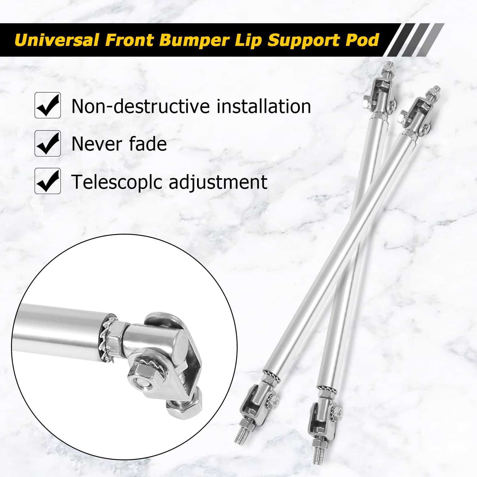 Snapklik.com : Adjustable Front Splitter Support Rods, 6"- 9" Bumper ...