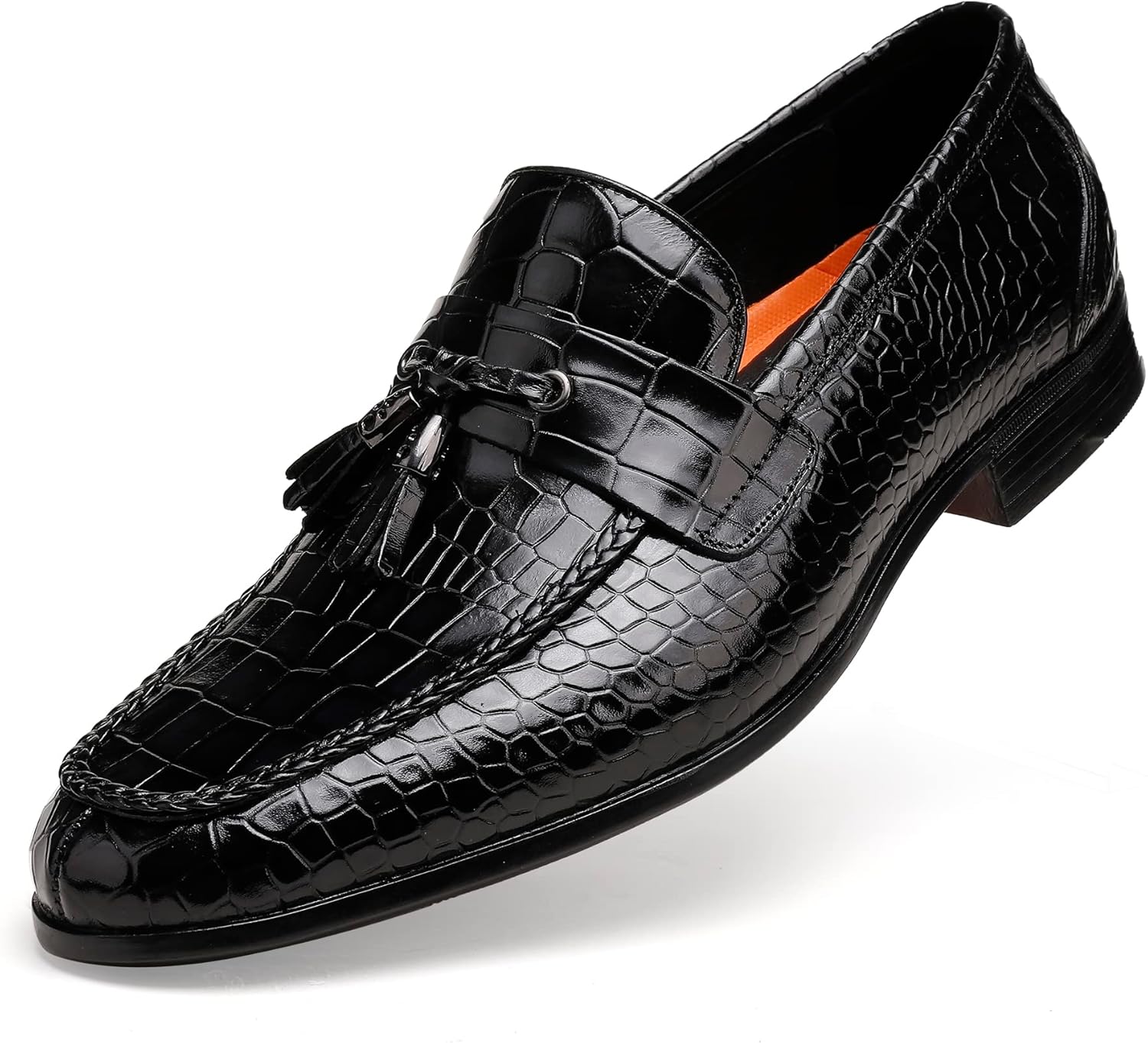 Amazon.com | Mens Leather Tassel Loafer, Classic Luxury Smooth Upper ...