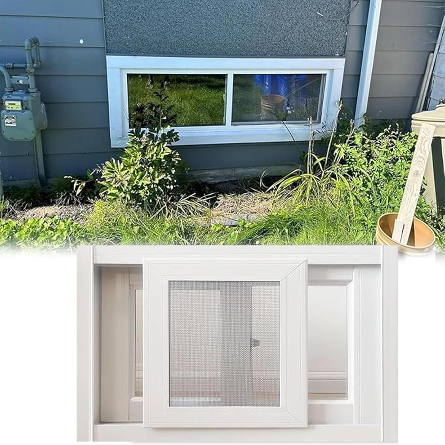 35x14in / 89x36cm Small Basement Windows, Vinyl Bathroom Window Shed ...