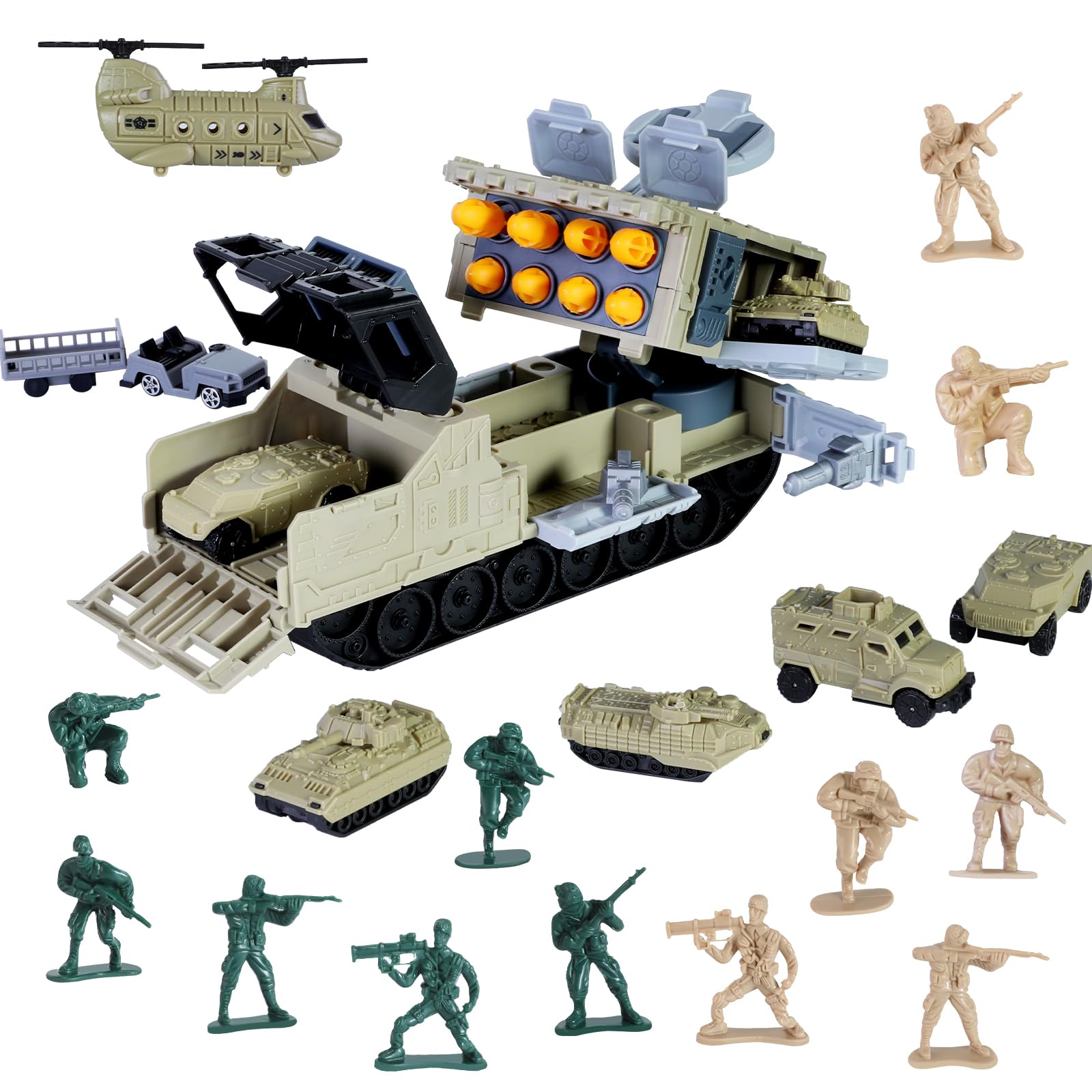 Amazon.com: FANELEQU Military Armored Vehicle Toy Set, Army Men and ...