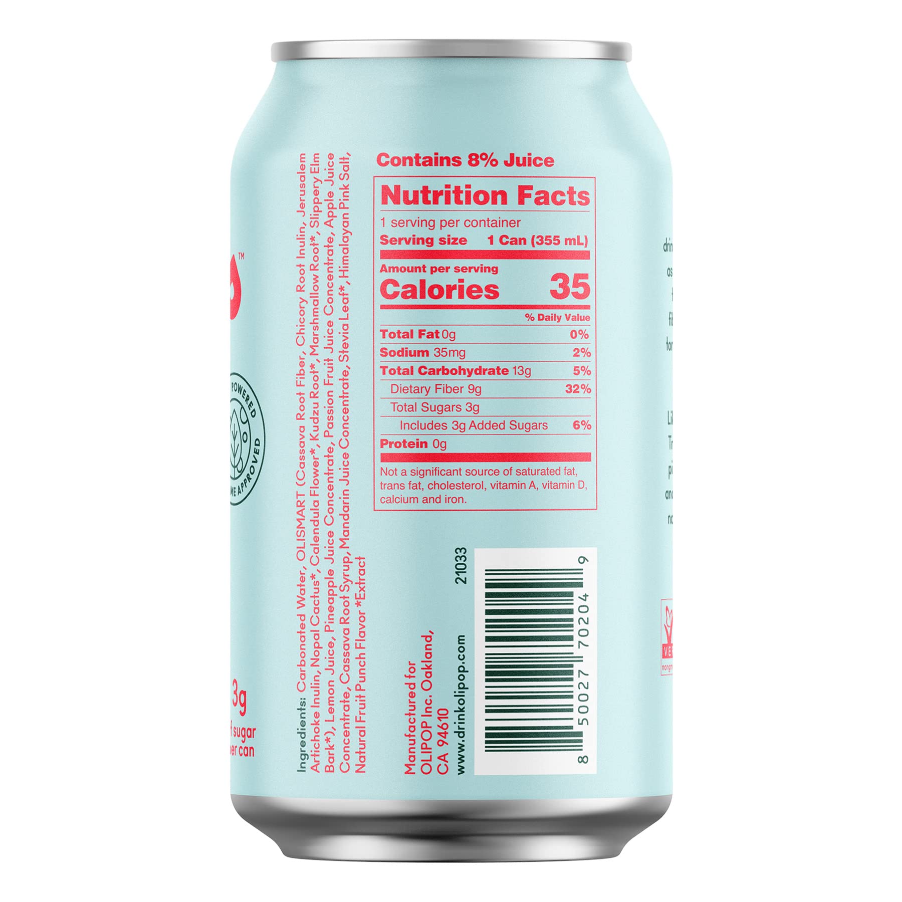 Snapklik.com : OLIPOP Prebiotic Soda Pop, Tropical Punch, Prebiotics, Botanicals, Plant Fiber ...