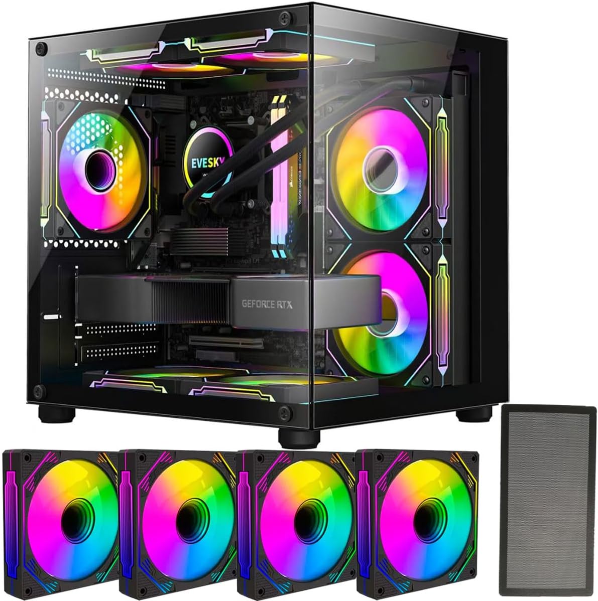 Gabinete Gamer Aquário em Vidro Com 4 Ventoinhas RGB | Amazon.com.br