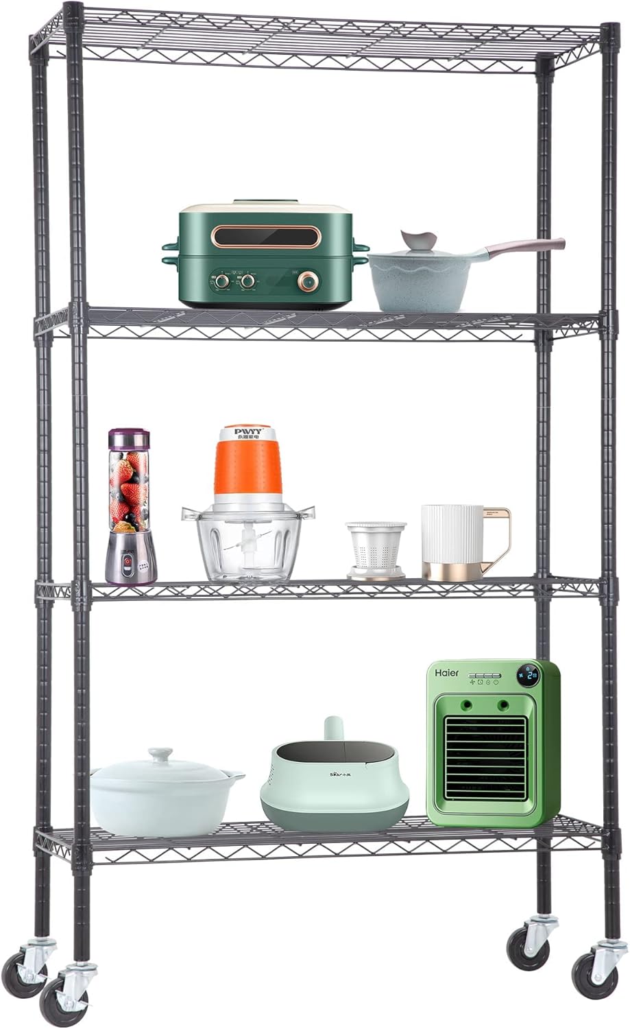 Amazon.com: Metal Shelf Wire Shelving Unit Storage Rack with Wheel 36L ...