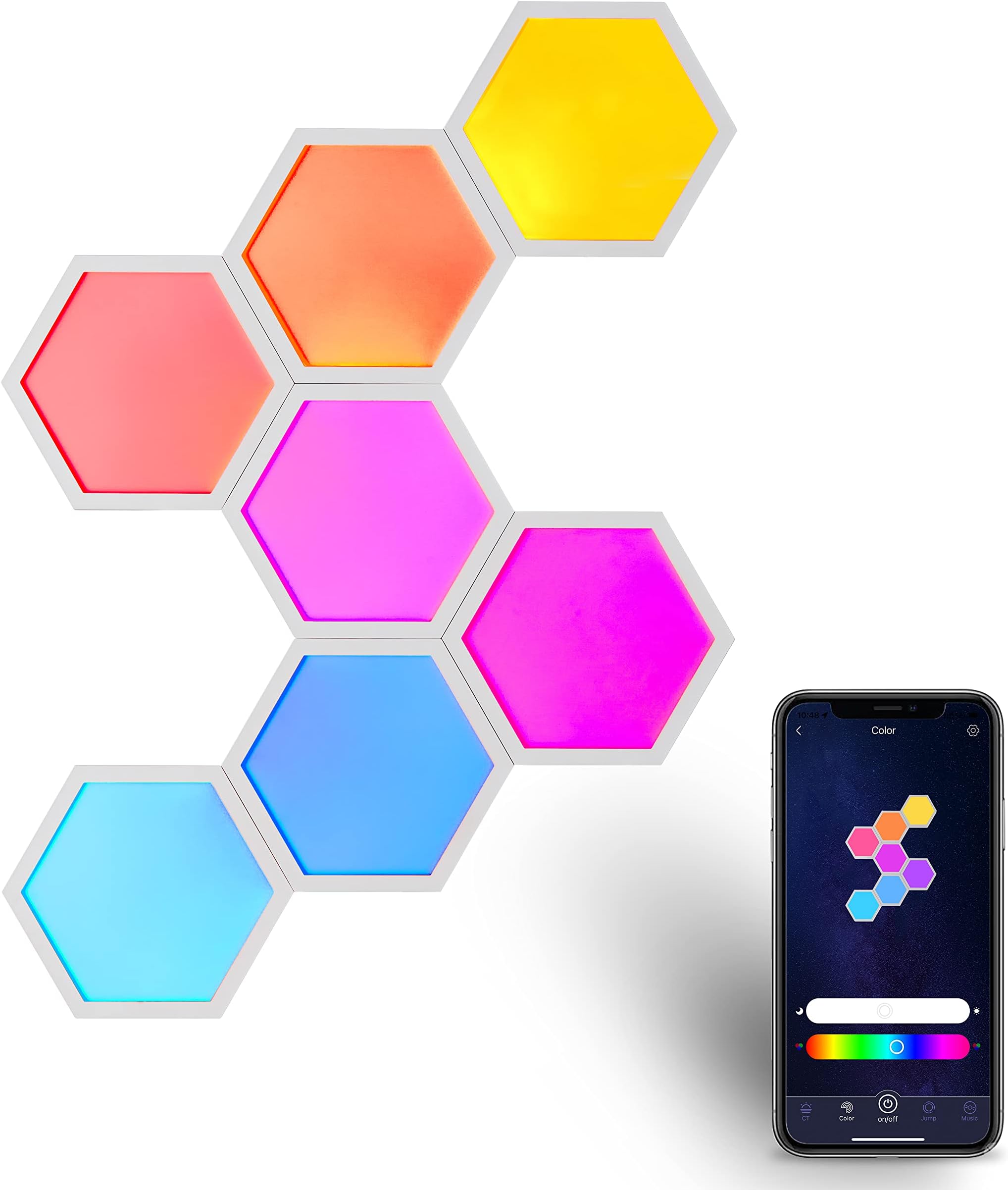 EUREKA ERGONOMIC Led Hexagon Light Panels, Wi-Fi Smart RGB Wall Lights ...