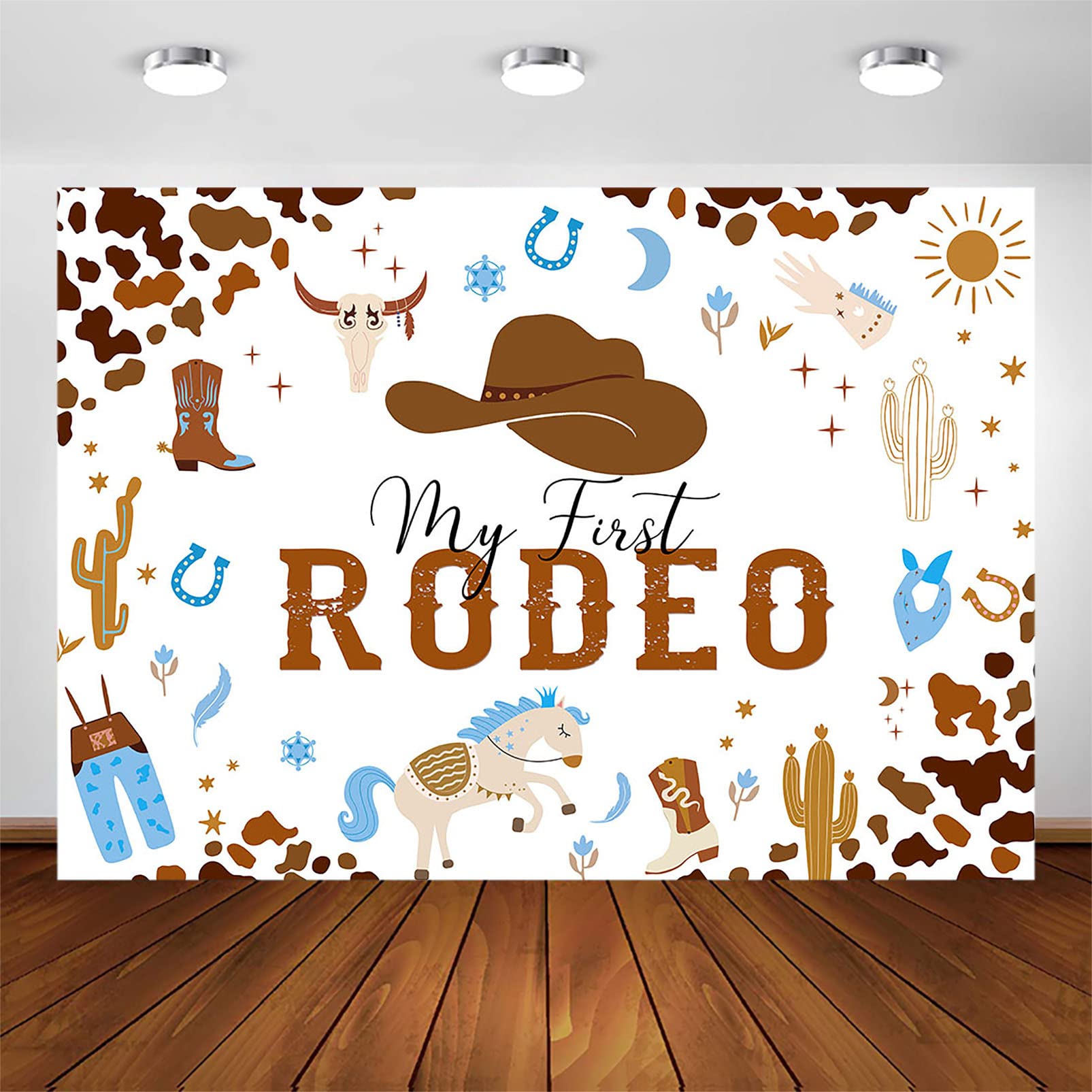Amazon.com : Avezano My First Rodeo Party Backdrop Western Cowboy and ...
