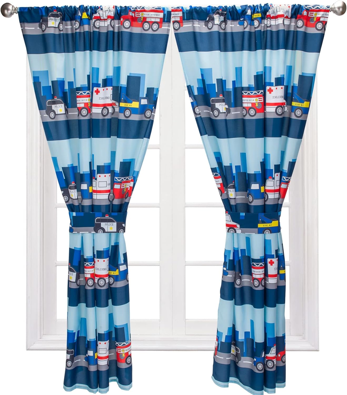 Amazon.com: Boys Curtains for Fire and Police Rescue Themed Bedroom ...