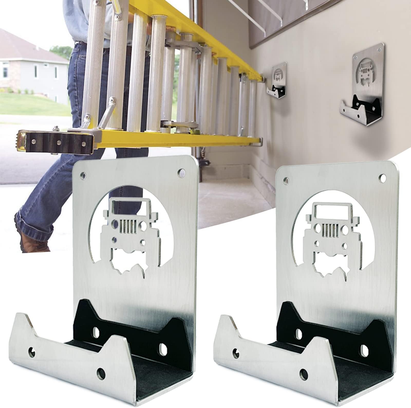 Heavy-Duty Ladder Hanger, Wall Mount Ladder Hooks for Ladder Storage ...