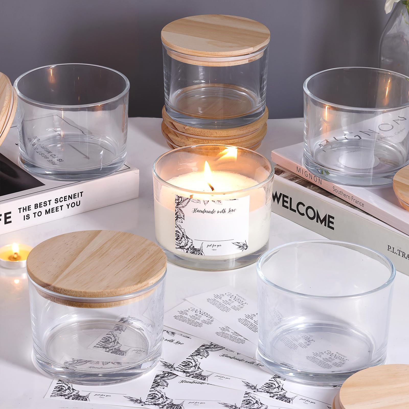 Amazon.com: CONNOO 15 Pack 4 OZ Pink Glass Candle Jars with Airtight ...