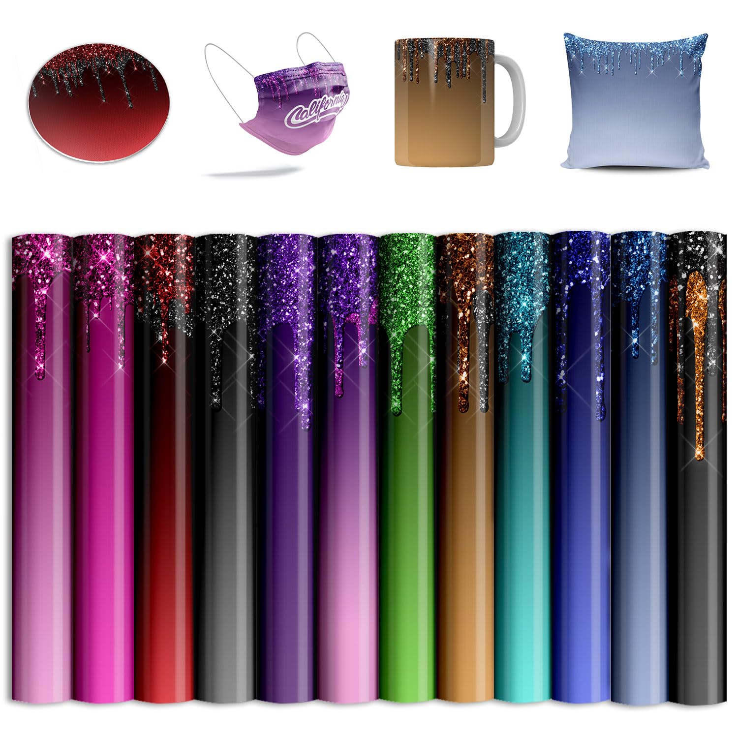 Amazon.com: Glitter Transfer Sheets for Sublimation Blanks Mug Tumbler ...