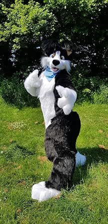 Amazon.com: Black White Labrador Husky Cat Fursuit Fullsuit Teen ...