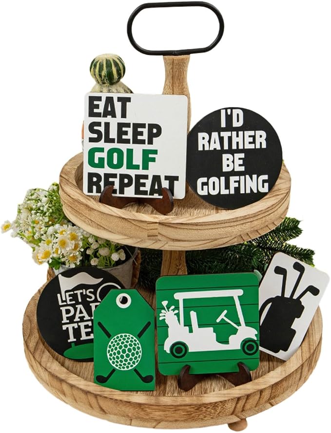 Amazon.com: American Golf Tiered Tray Decor Golf Party Tiered Tray Set ...