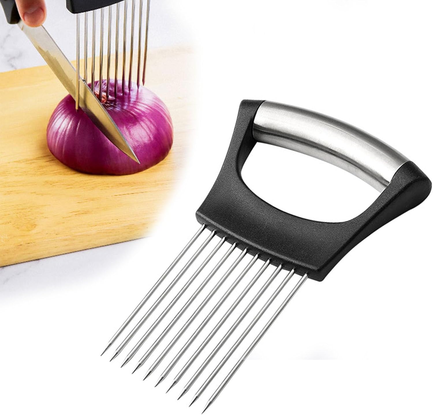 Amazon.com: Stainless Steel Onion Slice Holder, Multifunctional Fruit ...