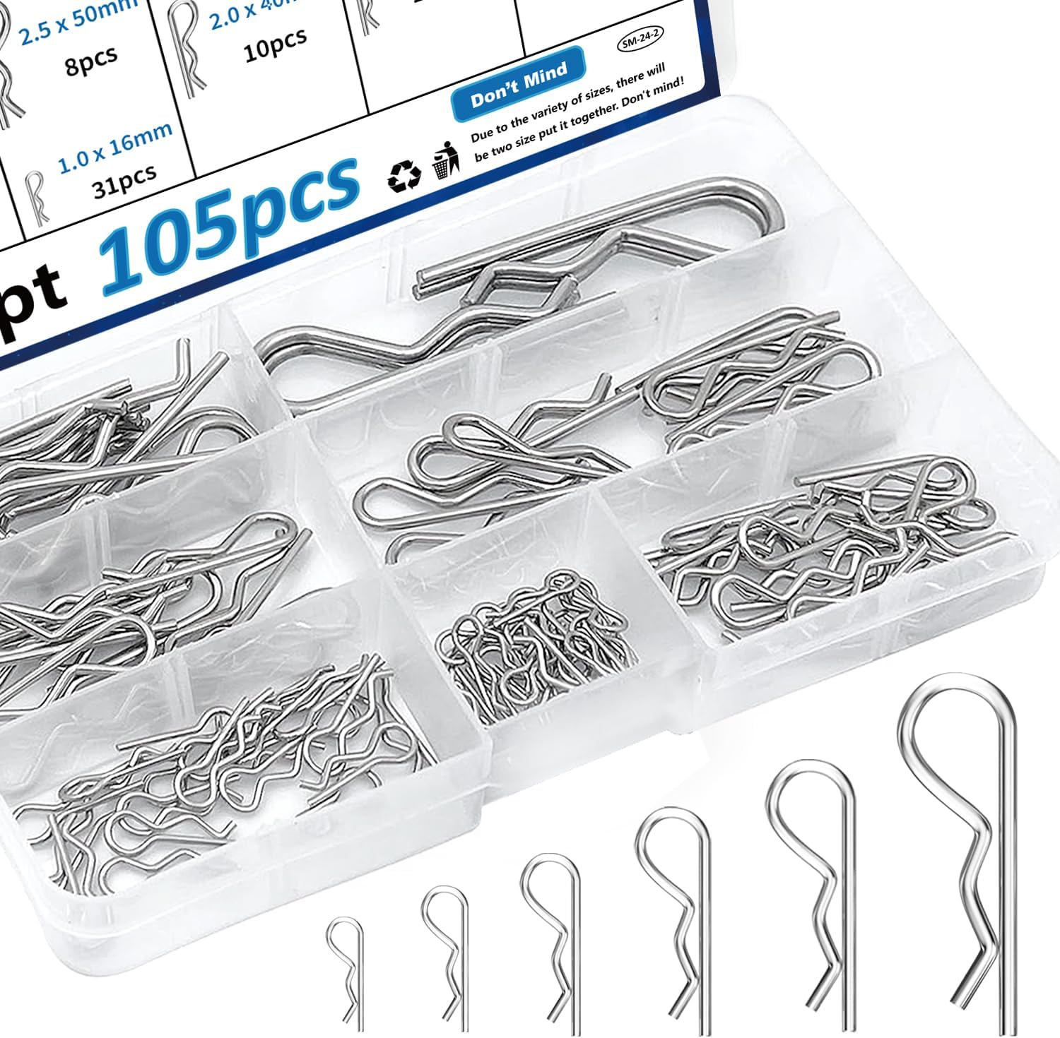 Amazon.com: Hard-to-Find Fastener 014973222239 Hitch Pin Clips, 3/16 x ...