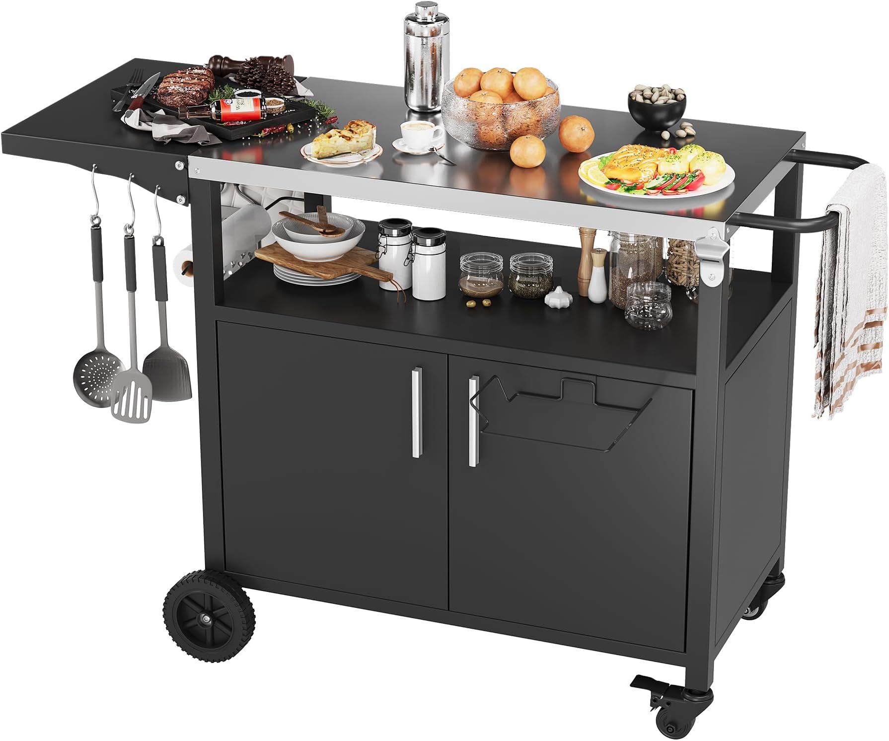 Amazon.com: JY QAQA Outdoor Grill Cart with Storage,Patio Kitchen ...