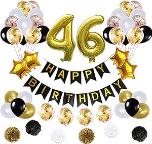 Amazon.com: yujiaonly 46 Birthday Decorations Ballons Happy Birthday ...