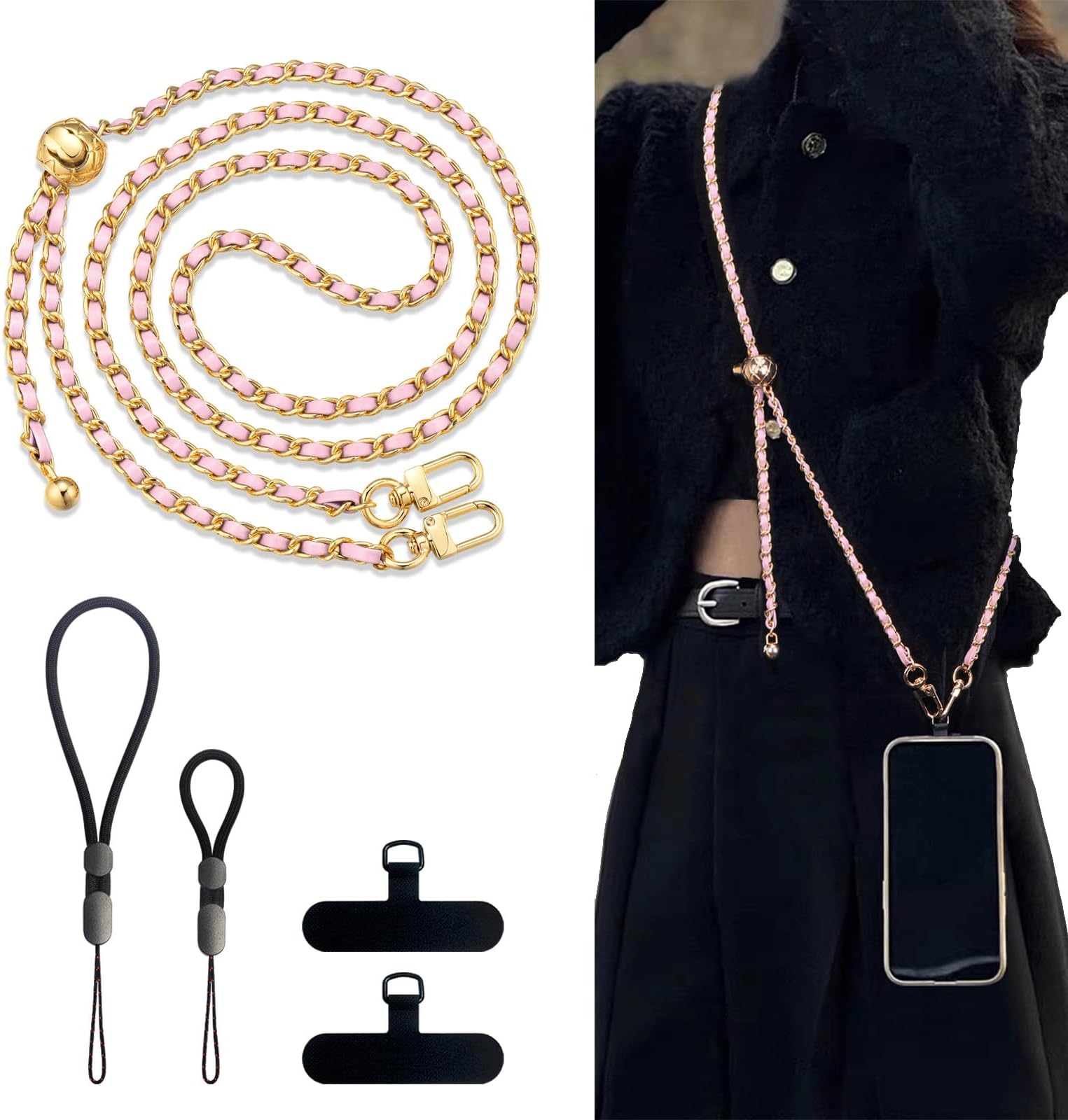 Amazon.com: BFSDDM Crossbody Phone Strap, 2 Pads, Leather & Wrist Strap ...