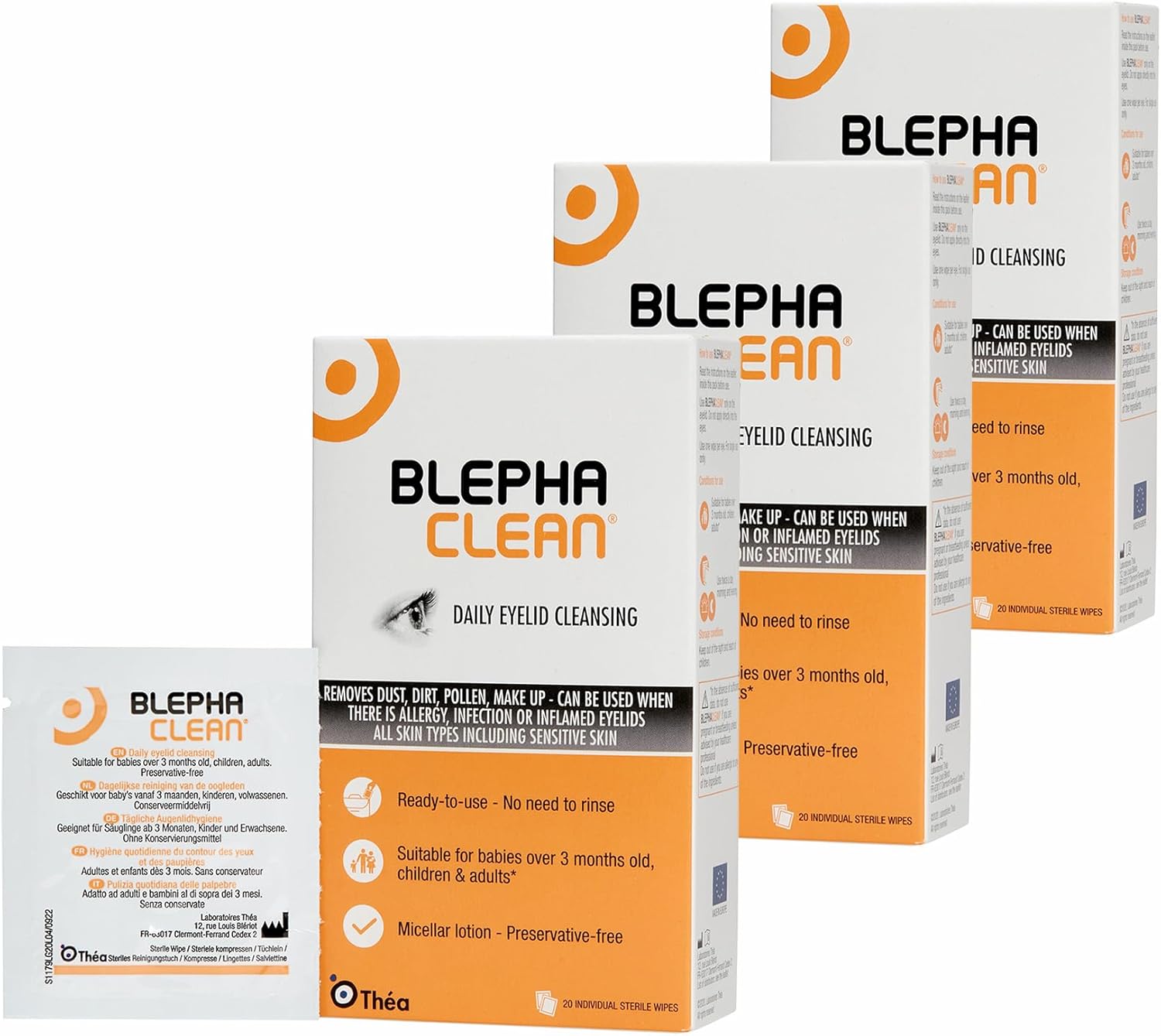 60 Blephaclean Daily Eyelid Wipes - Gentle Cleansing for Blepharitis ...