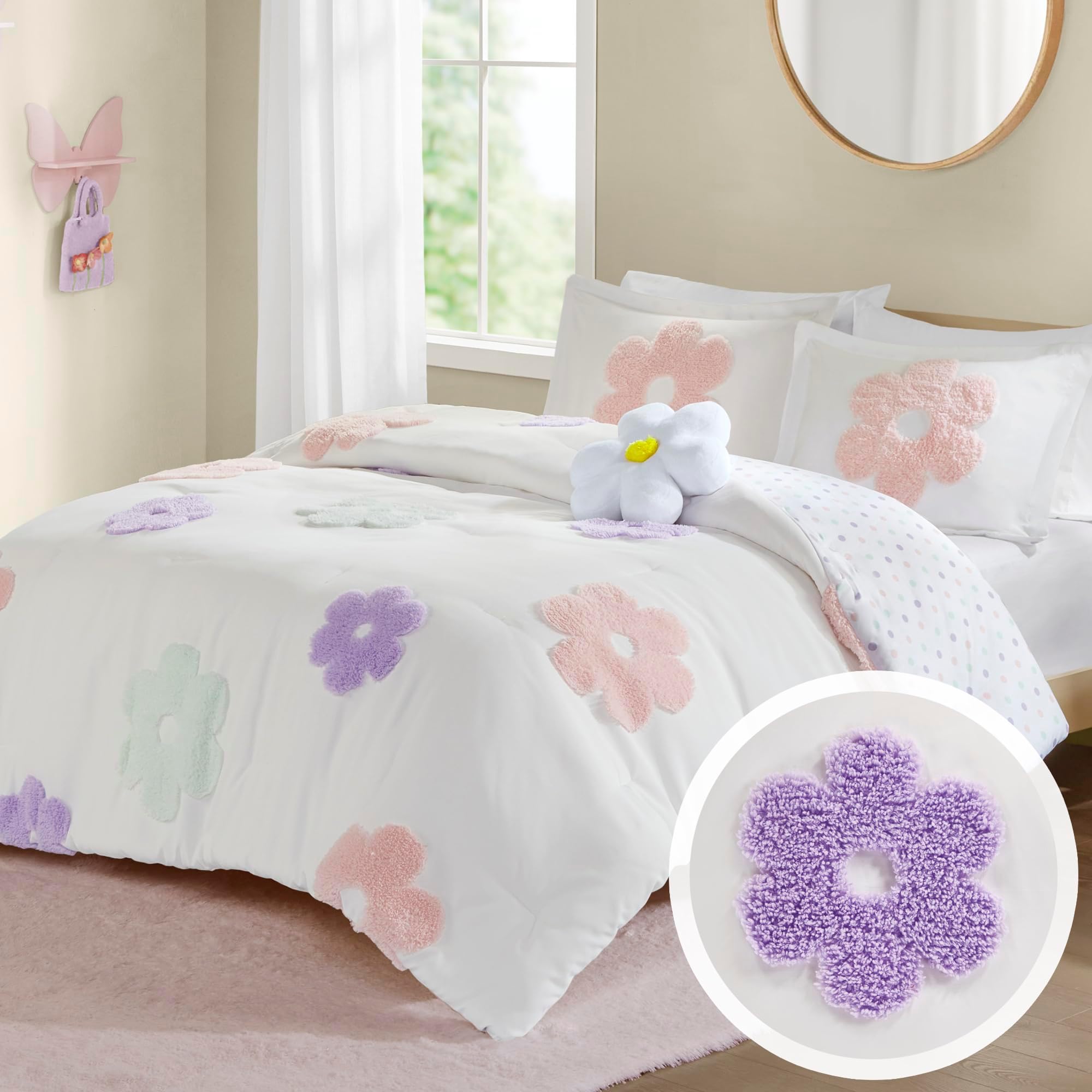 Amazon.com: Urban Habitat Kids Twin Comforter Set for Girls, Tufted ...