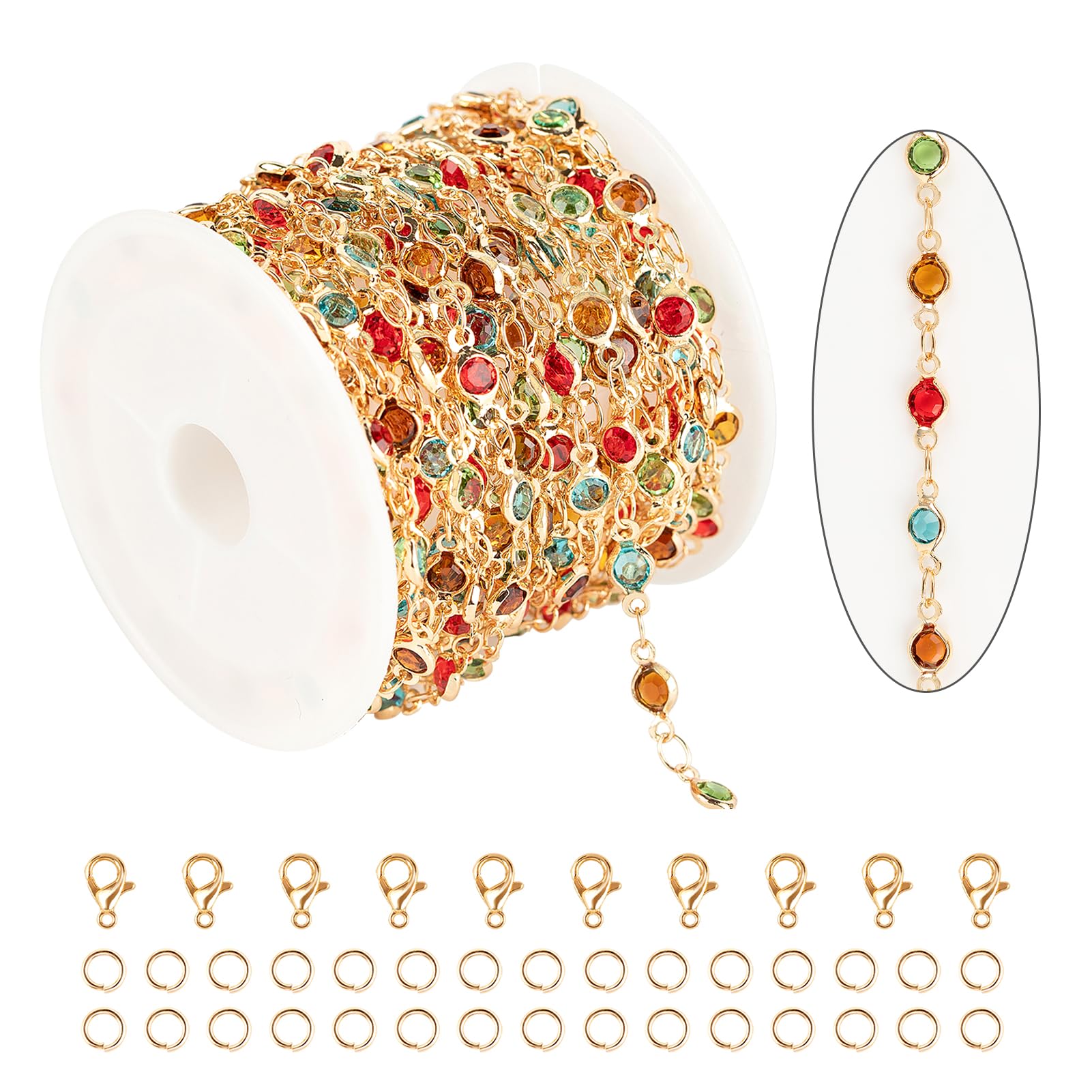 Amazon.com: KYUNHOO 5M Colorful Crystal Rhinestones Jewelry Chain Link ...