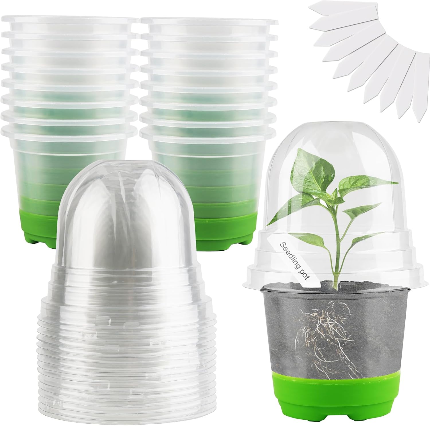 Kalolary 15pcs Plant Nursery Pots with 15pcs Humidity Dome, 4 ...