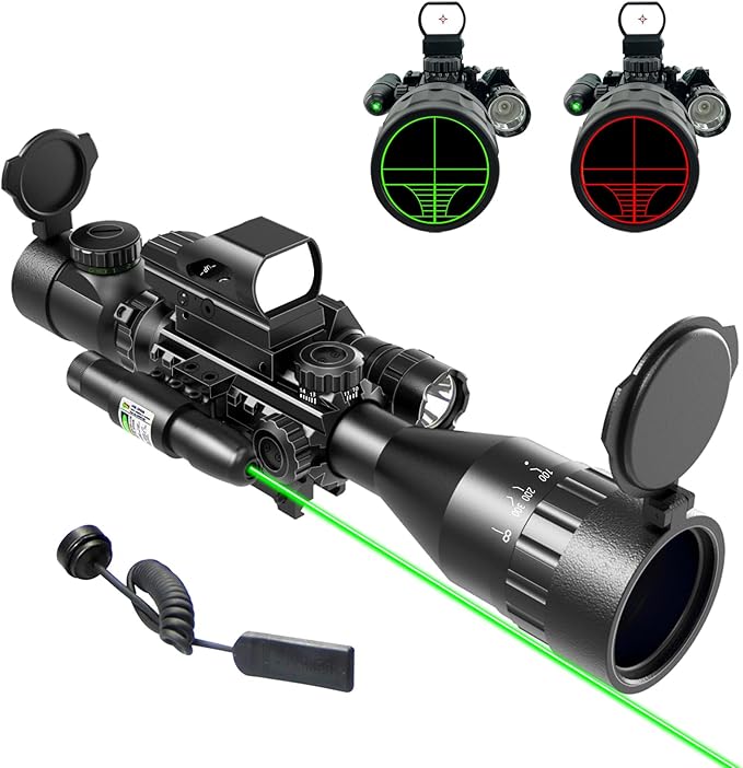 UUQ 4-16x50 Tactical Rifle Scope Red/Green Illuminated Range Finder ...