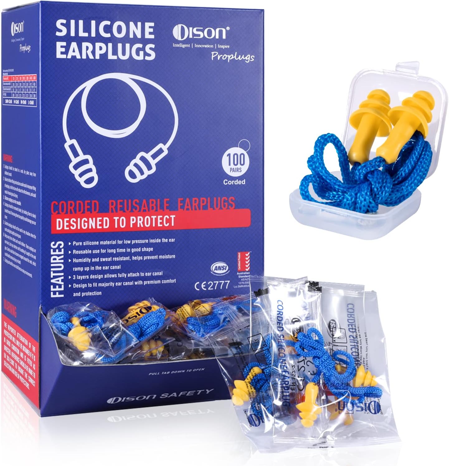 Amazon.com: Dison 100Pairs Silicone Ear Plugs, 32dB Corded Reusable ...