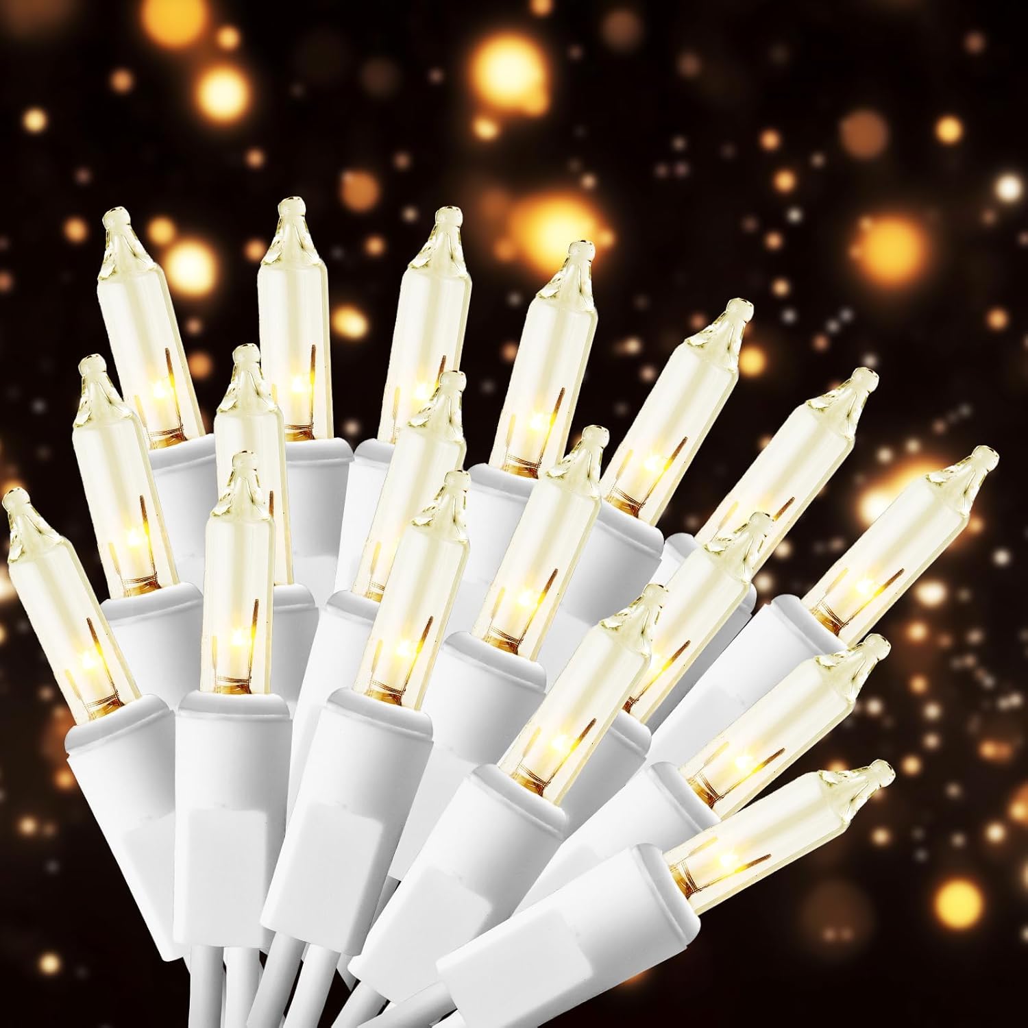 Amazon.com: chatool Christmas Lights,100 Count Lights with White Wire ...