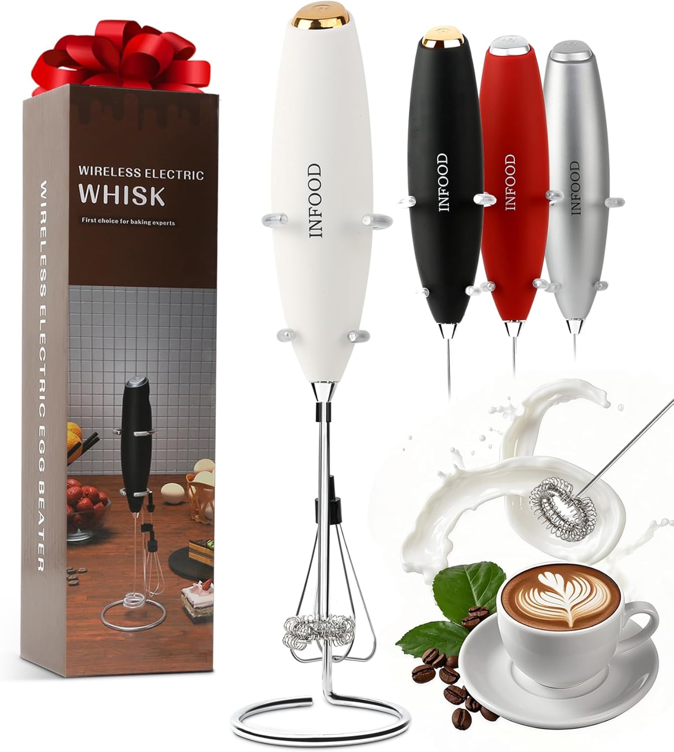 Amazon.com: INFOOD Powerful Milk Frother Wand with Stainless Steel ...
