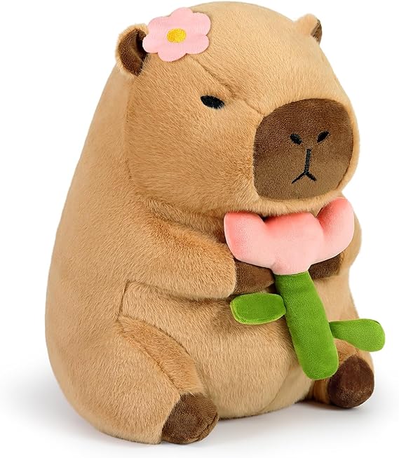 Amazon.com: Ditucu Cute Capybara Plush Pillow Holding Tulip Flower ...