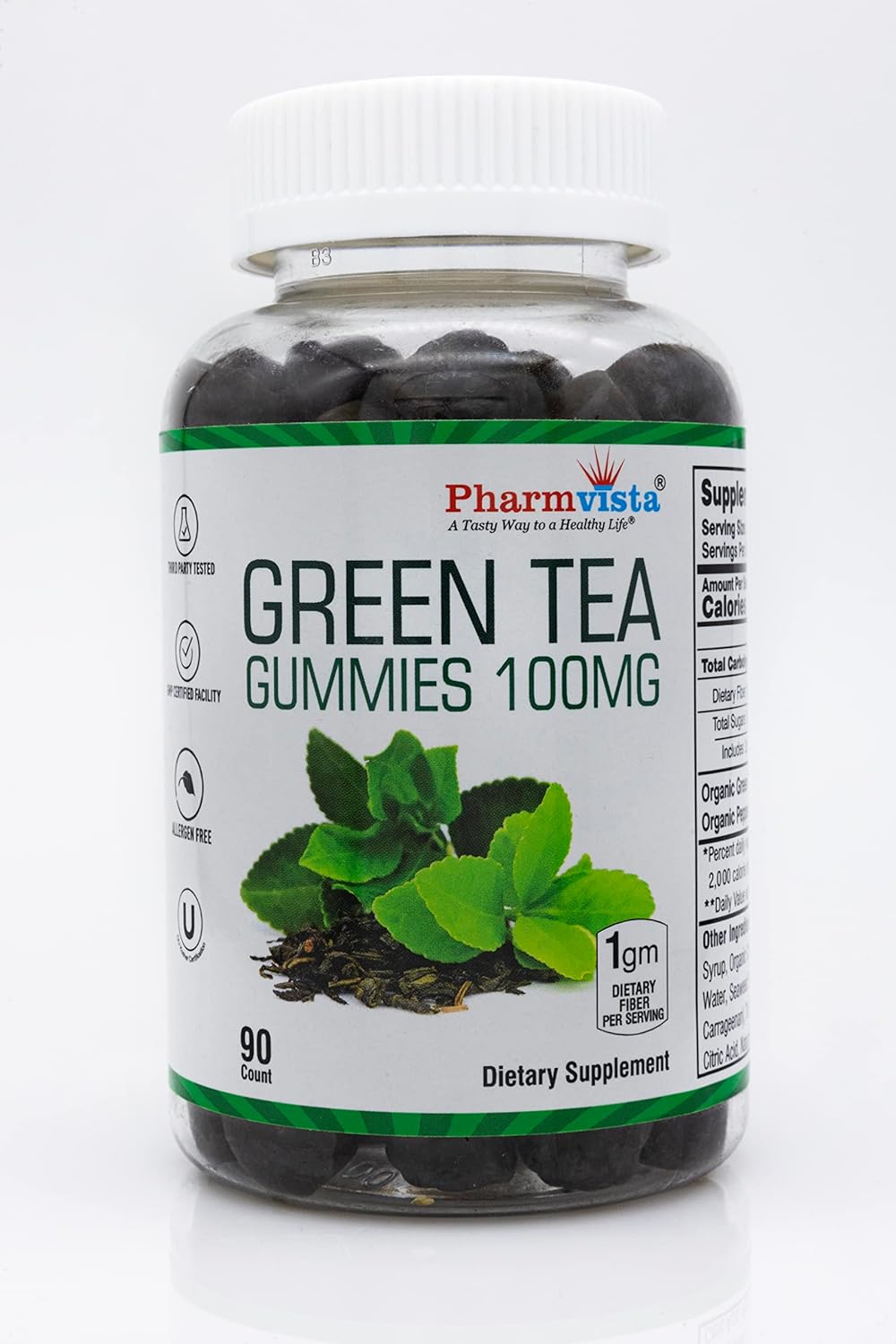 Amazon.com: Pharmvista Green Tea & Peppermint Gummies 100mg - Gluten ...