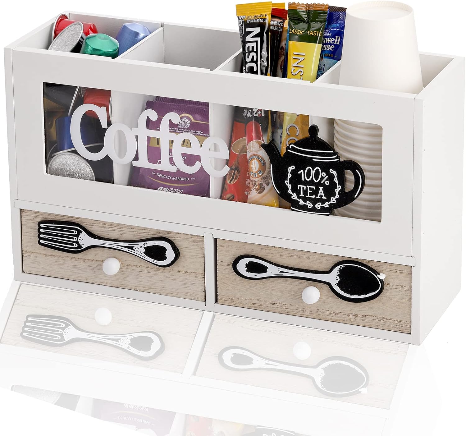 Amazon.com: Dicunoy Coffee Station Organizer, Wooden Coffee Bar ...