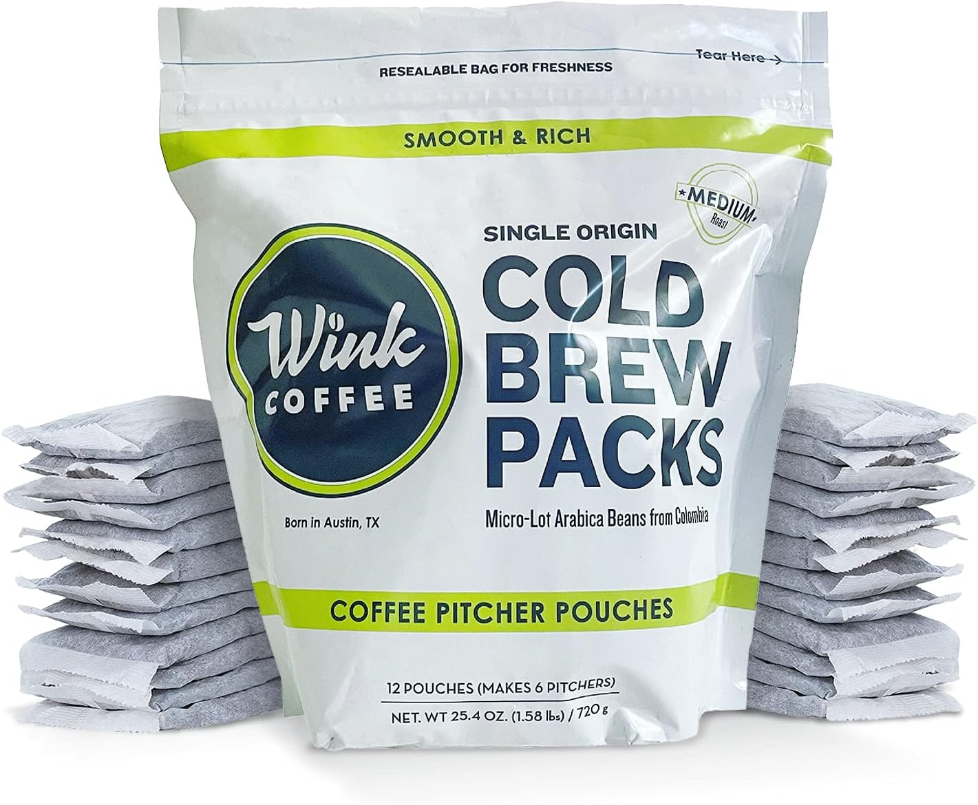 Amazon.com: Wink Coffee Cold Brew Pitcher Packs, Coarse Ground 100% ...