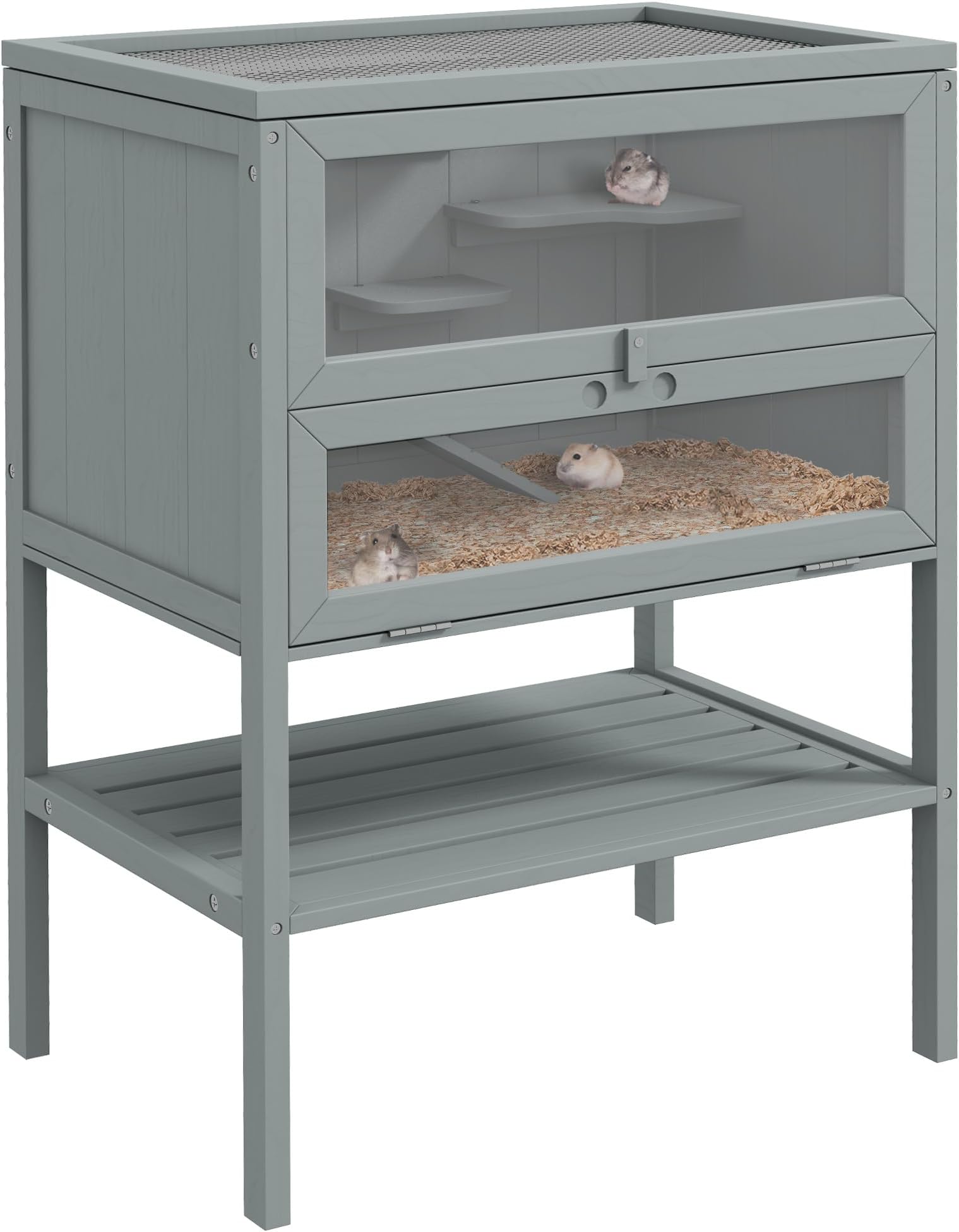 Amazon.com: PawHut 3-Tier Wooden Hamster Cage Mice and Rat Cage Small ...