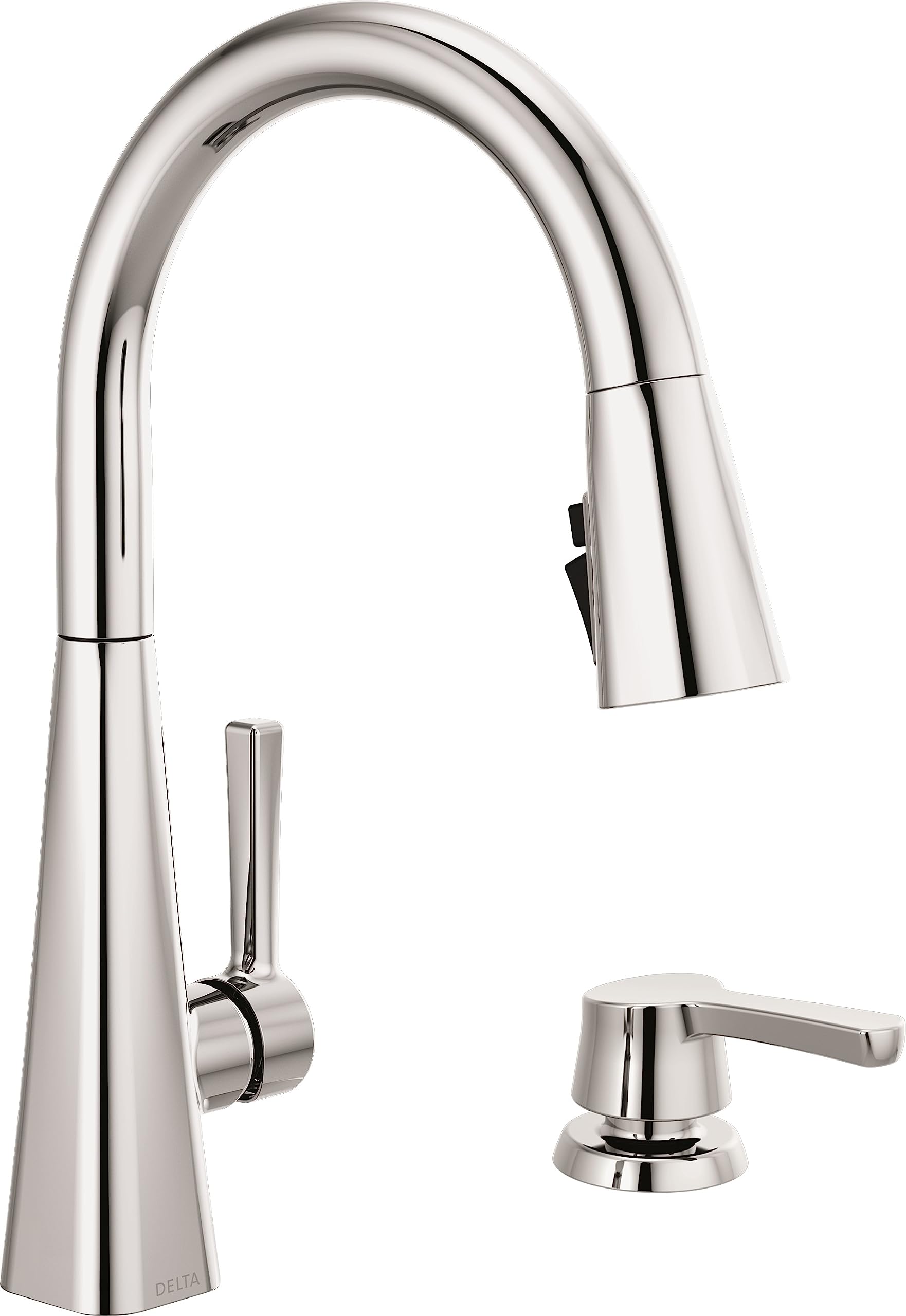 Delta Faucet Lenta Pull Down Kitchen Faucet Chrome, Soap Dispenser ...