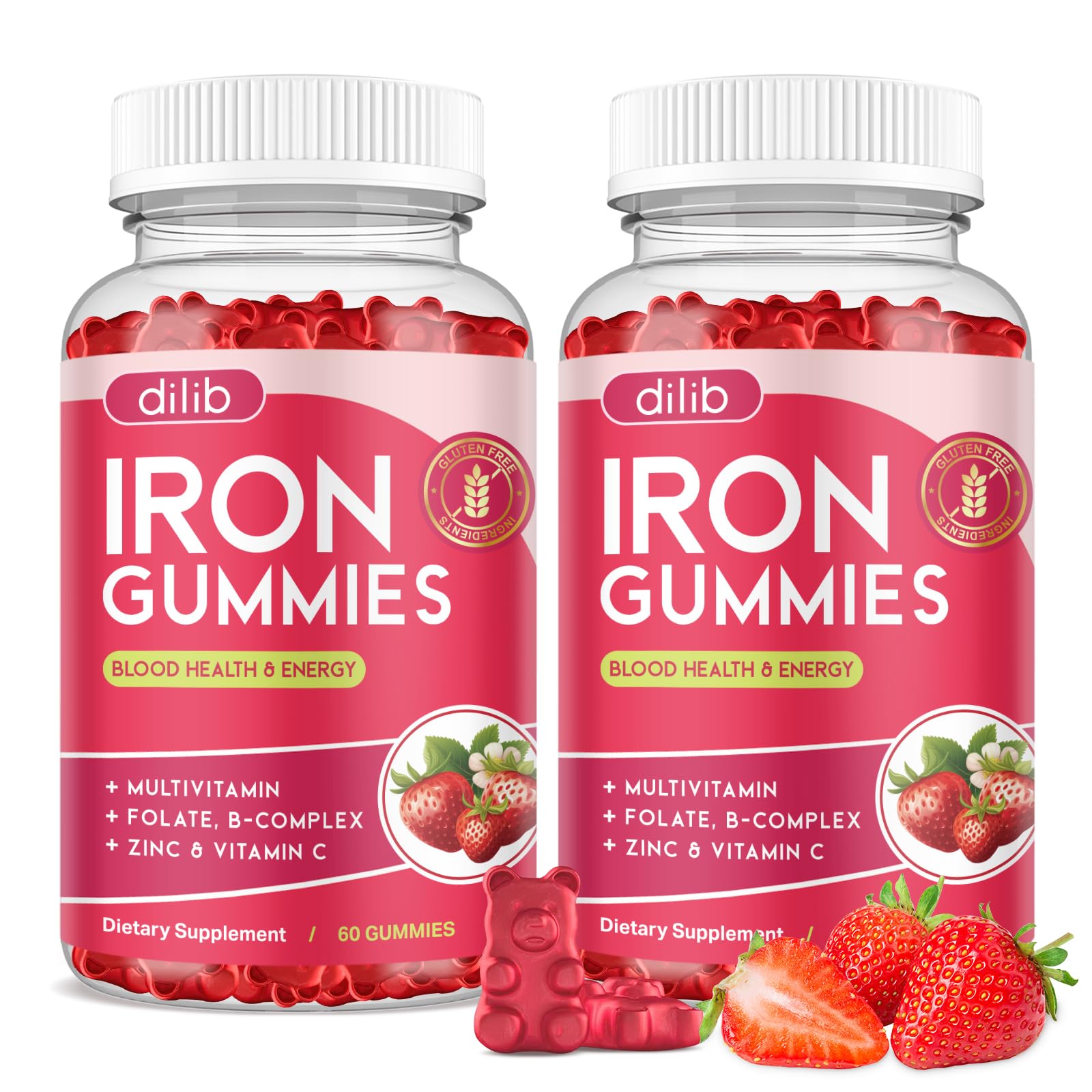 Amazon.com: 2 Pack Iron Gummies with Multivitamin, Iron Supplement for ...