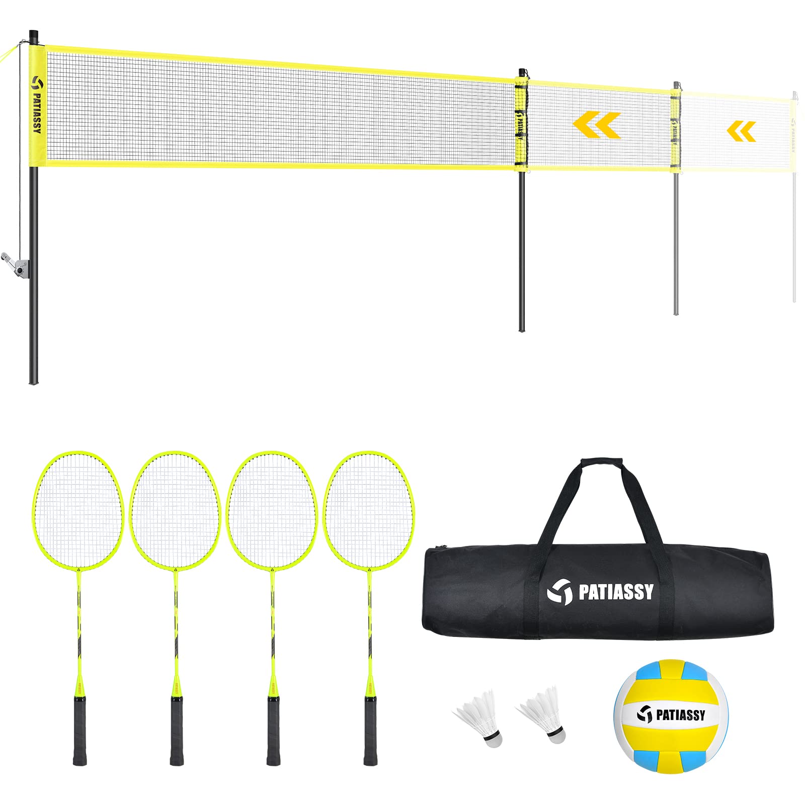 Patiassy 32ft, 26ft and 20ft Width and Height Adjustable Volleyball and ...