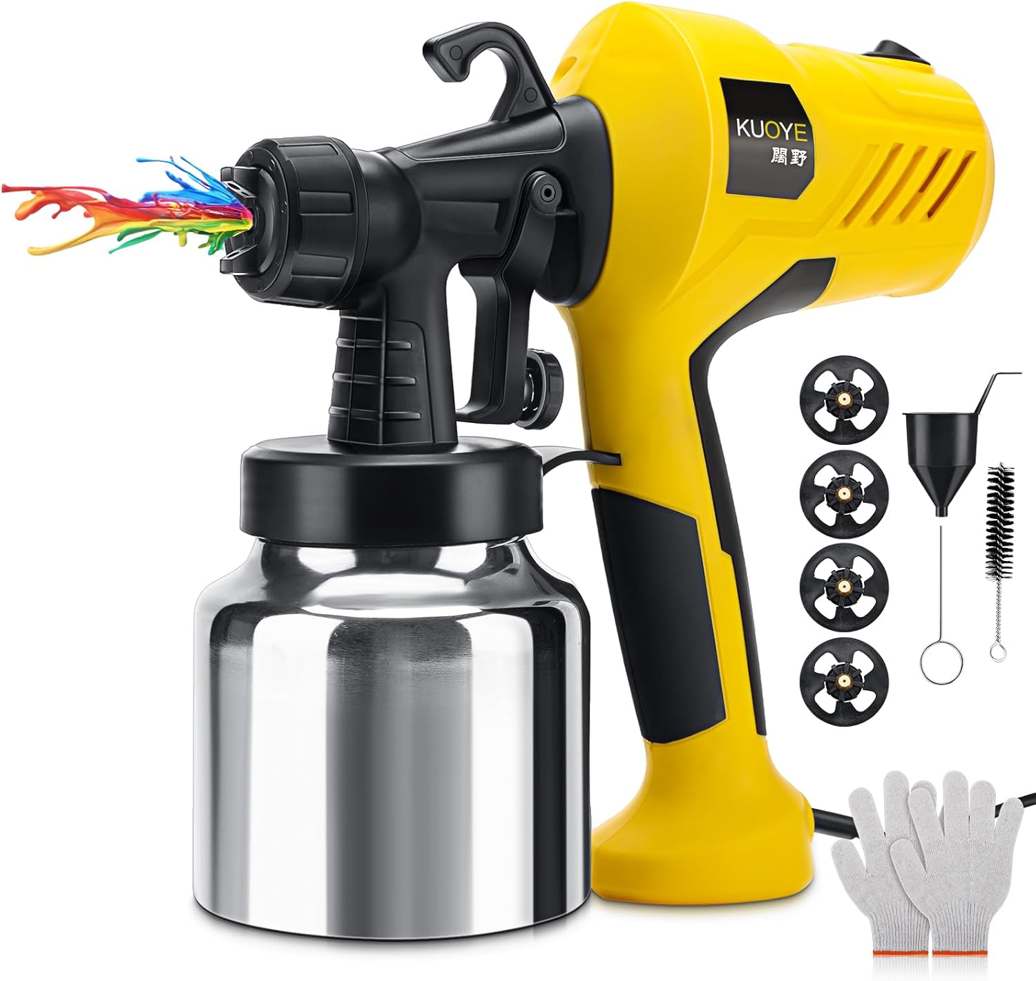 Zesus Paint Sprayer, 800W Electric Spray Gun with 4 Nozzles 3 Patterns ...