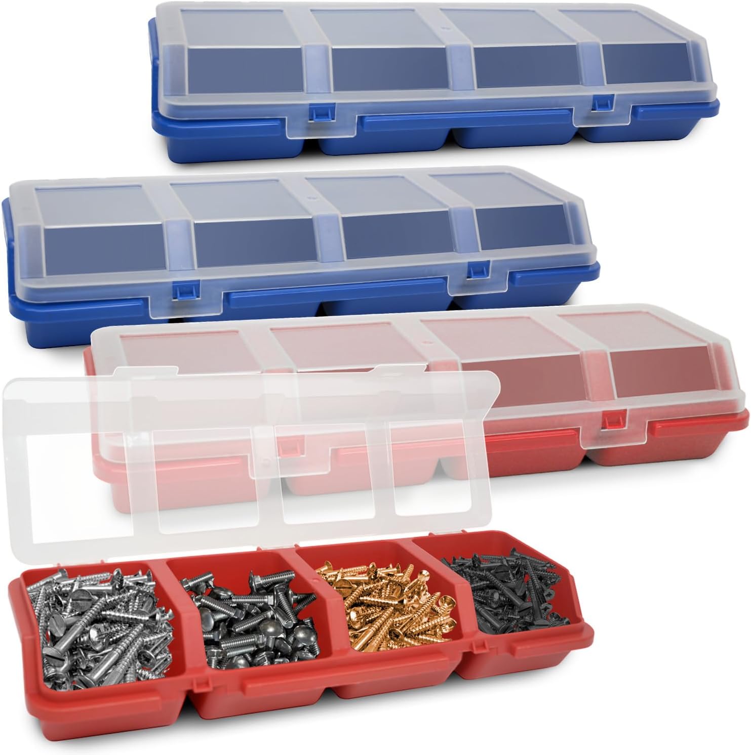 Amazon.com: Hushee 6 Pack Screw Organizer Box with Lids 4 Compartments ...