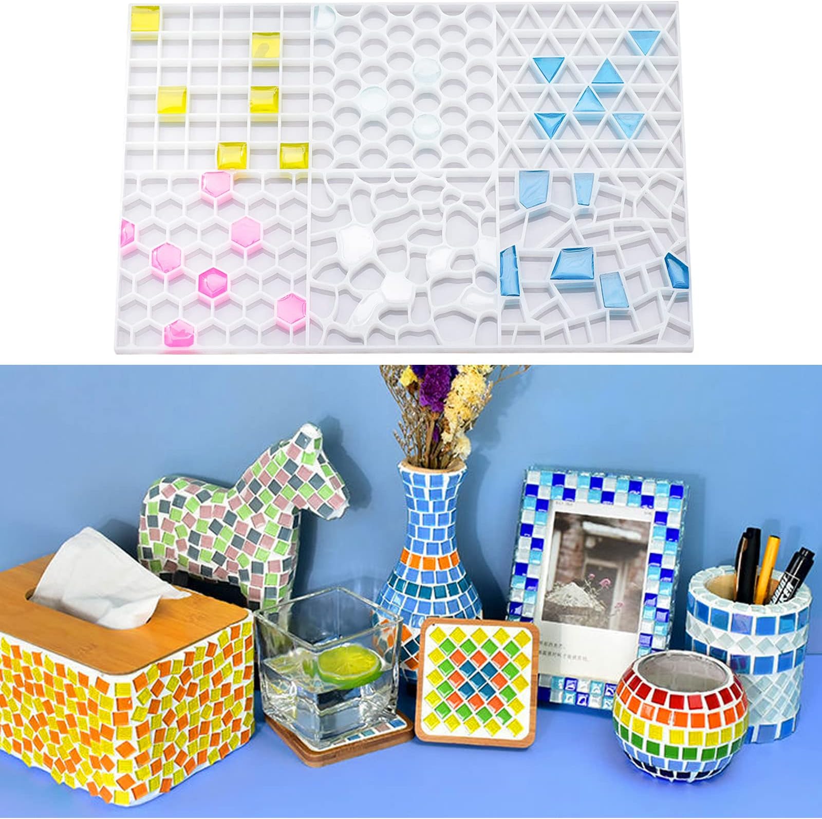 Amazon.com: 10 Set Mosaic Tiles Silicone Resin Mold Various Shaped ...