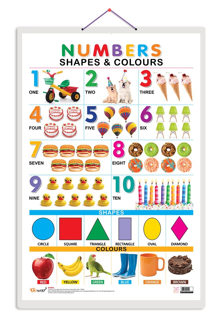 Go Woo Numbers Shapes And Colours Educational Poster For Preschool ...
