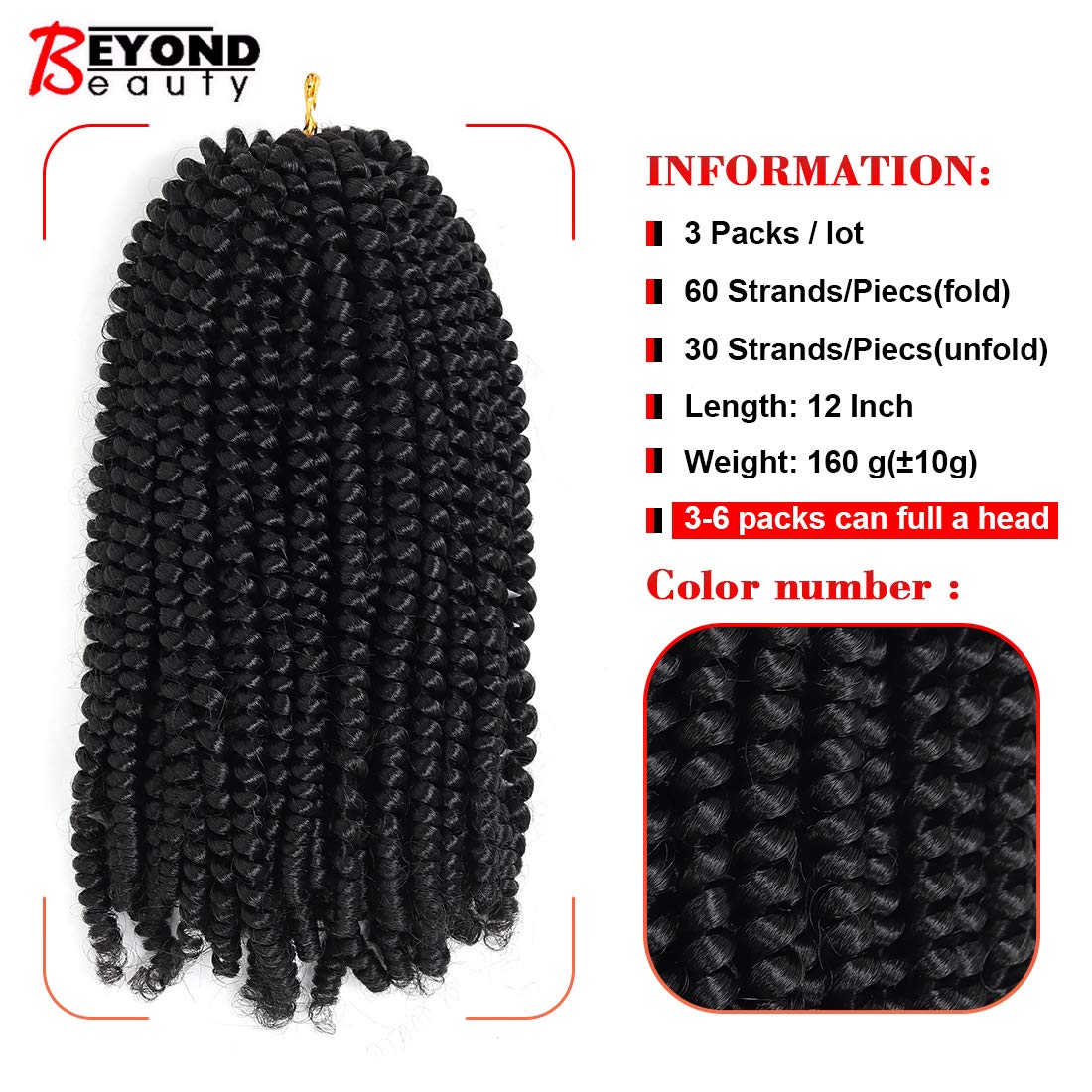 12 inch Spring Twist Crochet Braids Hair for Butterfly Locs Bomb Twist ...